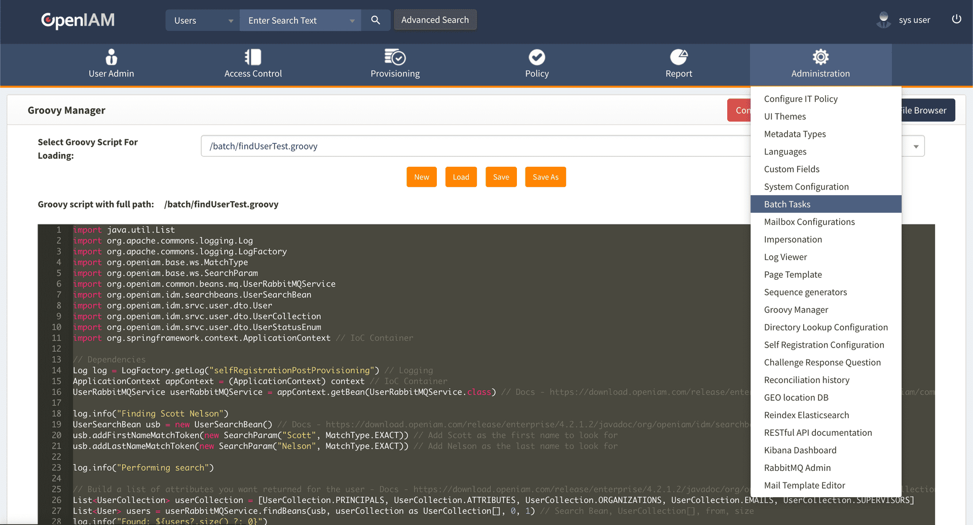 Finding Users with Groovy Script in OpenIAM - neilherbertuk
